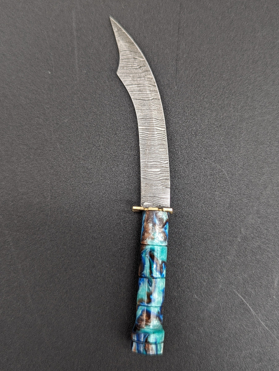 Resin Handle Scimitar Damascus Steel Dab Tool 4.5" – Avernic Smoke Shop