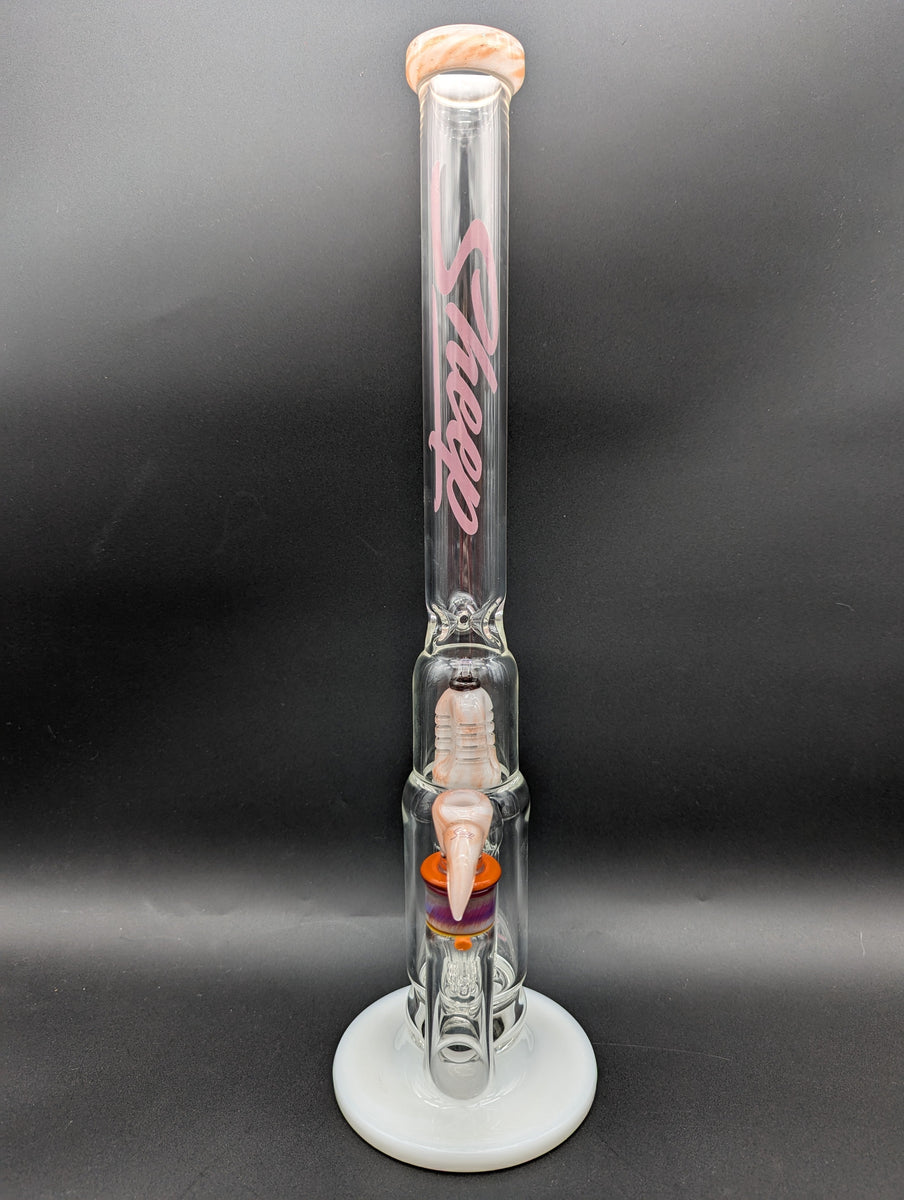 Sheep Glass Orange Creamsicle Dual Perc Bong – Avernic Smoke Shop