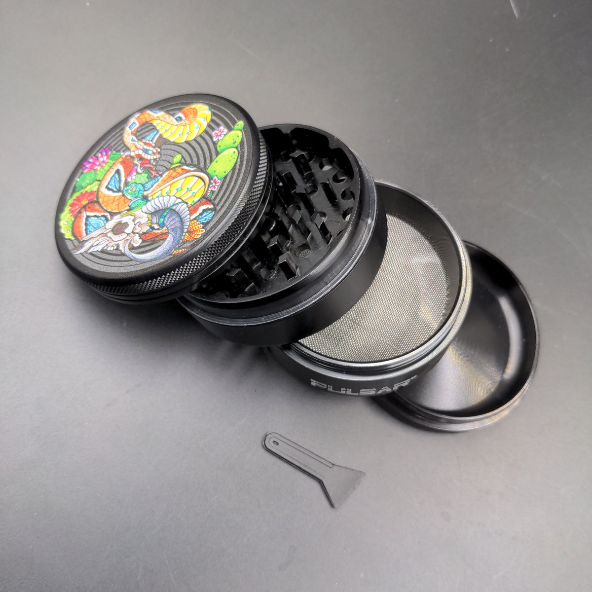Pulsar Psychedelic Snake Metal Grinder | 2.5" – Avernic Smoke Shop