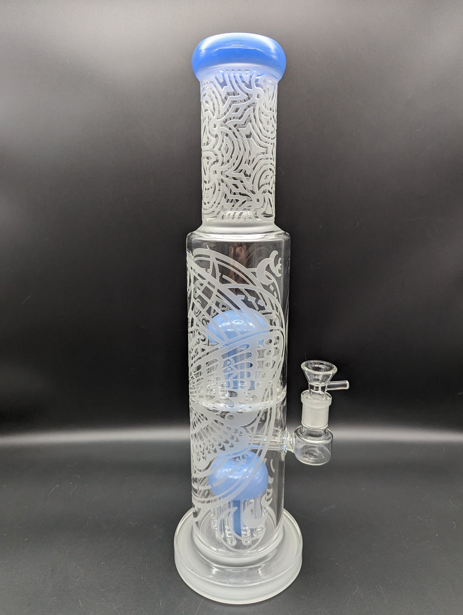 Toxic Butterfly Sandblasted Double Tree Straight Tube Bong – Avernic ...